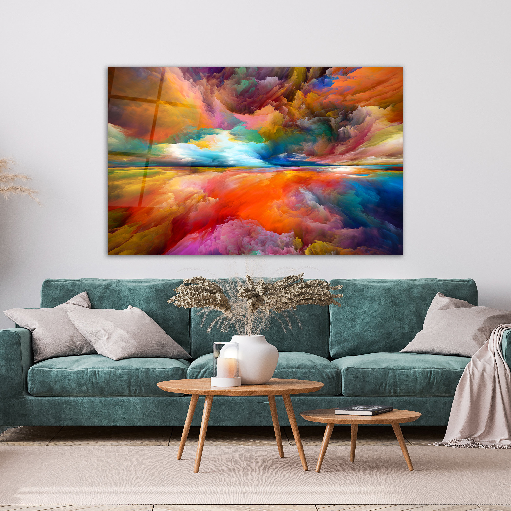 Abstract Glass Wall Art Tempered Glass Colorful Wall Etsy