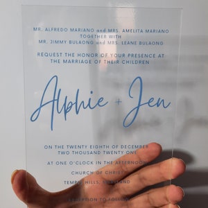 Wedding Invitation, Acrylic Glass Invitation, Clear Invitations, Luxury ...