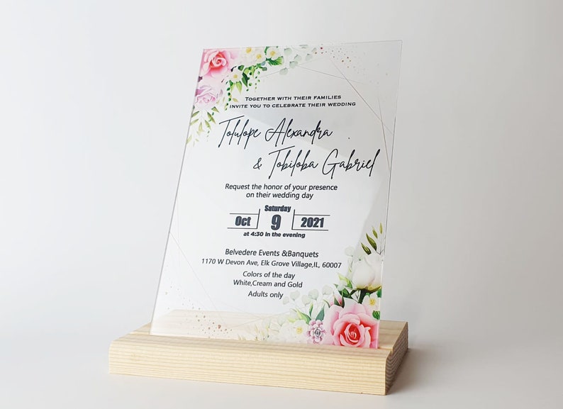 Wedding Invitation, Acrylic Glass Invitation, Clear Invitations, Luxury ...