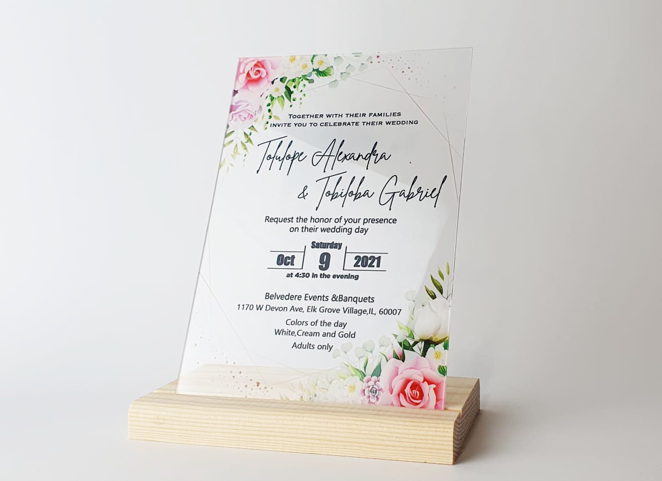 Wedding Invitation, Acrylic Glass Invitation, Clear Invitations, Luxury ...
