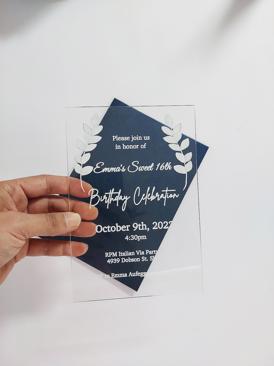 Quinceanera Invitation Wedding Acrylic Glass Invitations, White Clear ...