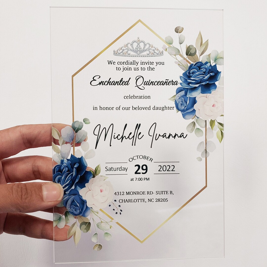 Acrylic Invitations, Quinceanera Invitations, Wedding Invitation, Gala ...