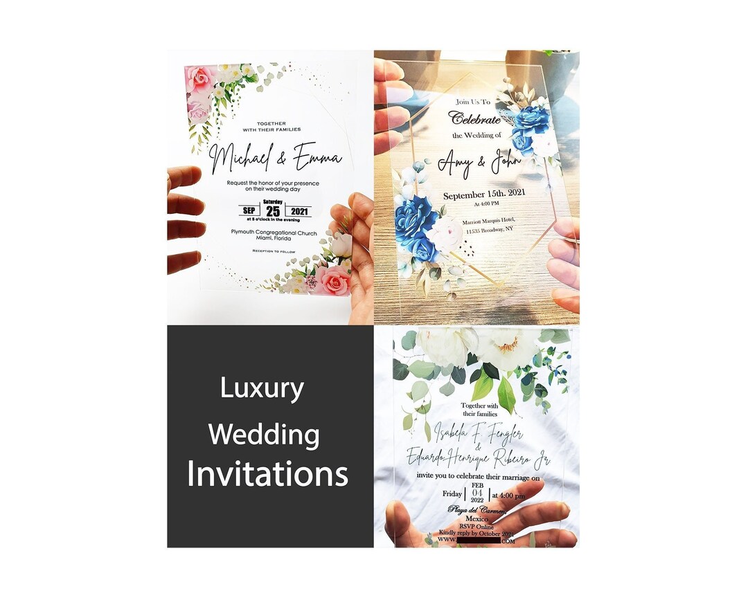 Wedding Invitation, Acrylic Glass Invitation, Clear Invitations, Luxury ...