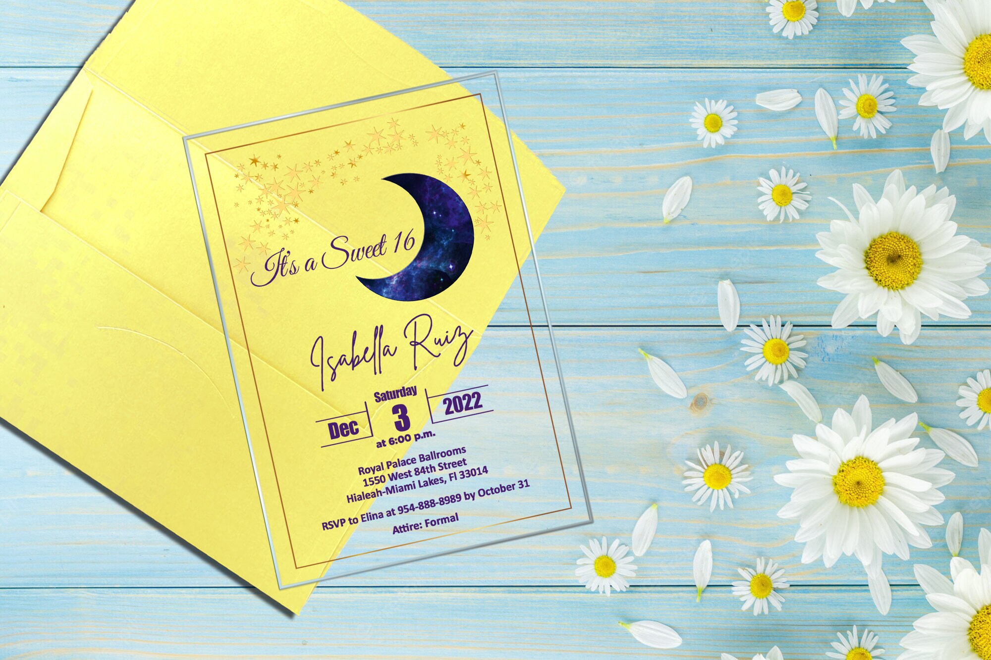 Sweet Sixteen Invitations, Quinceanera Invitations, Night Sky Theme ...