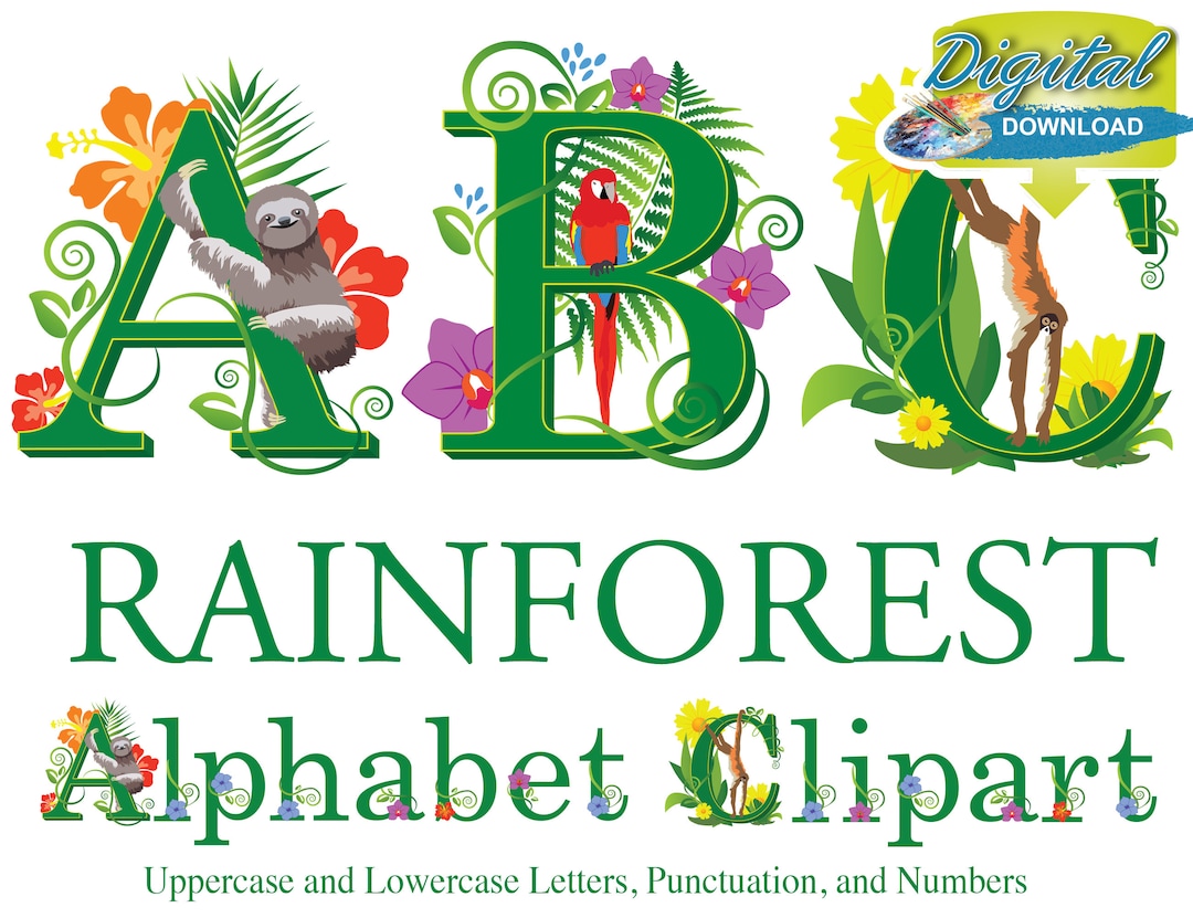 Downloadable Rainforest Alphabet Clipart (Instant Download) - Etsy