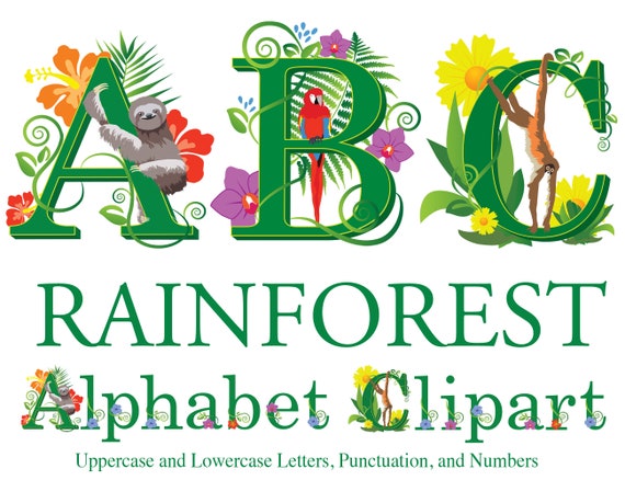Downloadable Rainforest Alphabet Clipart | Etsy
