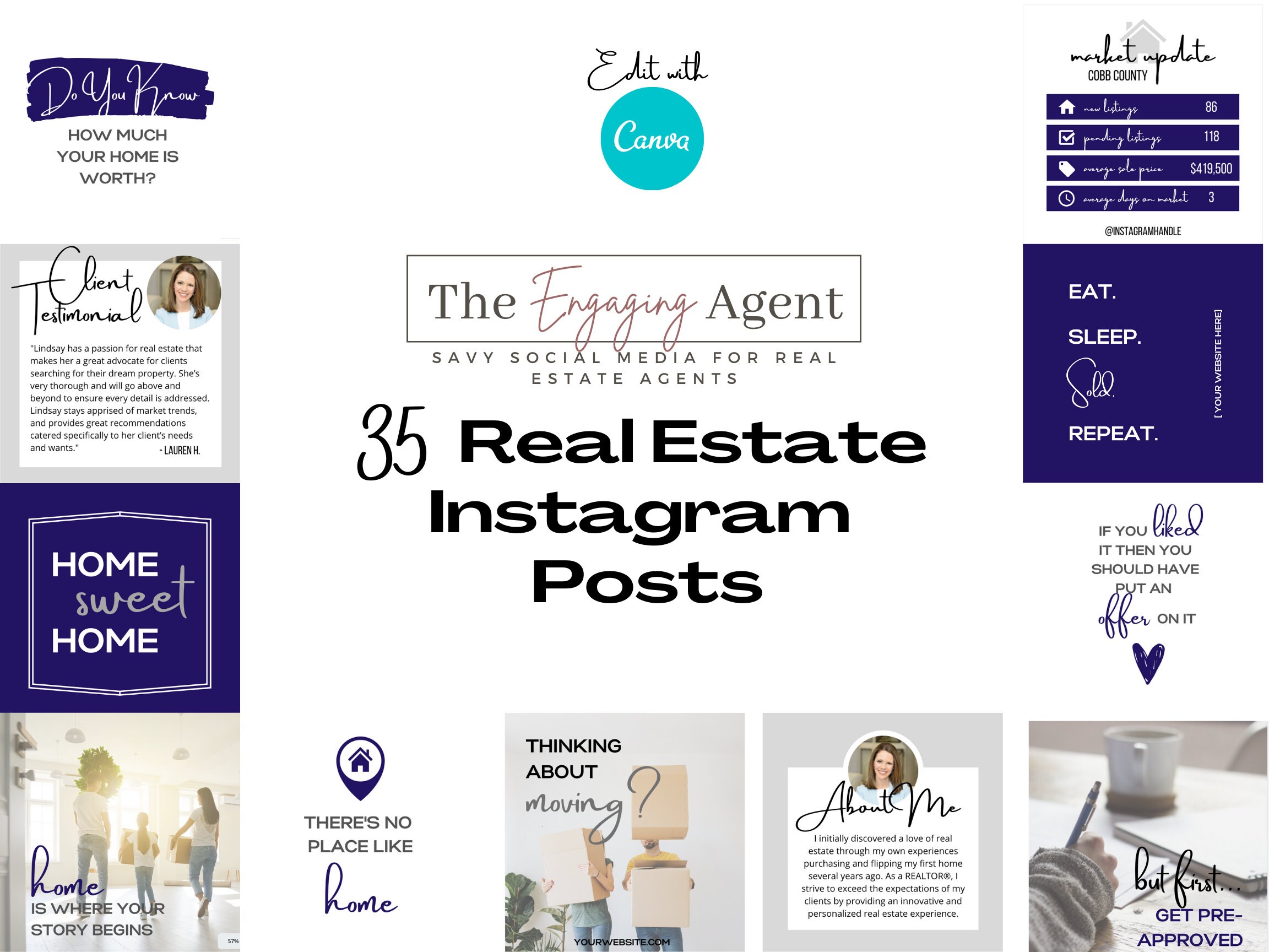 Paper Editable in Canva Real Estate Marketing Social Media Engagement ...