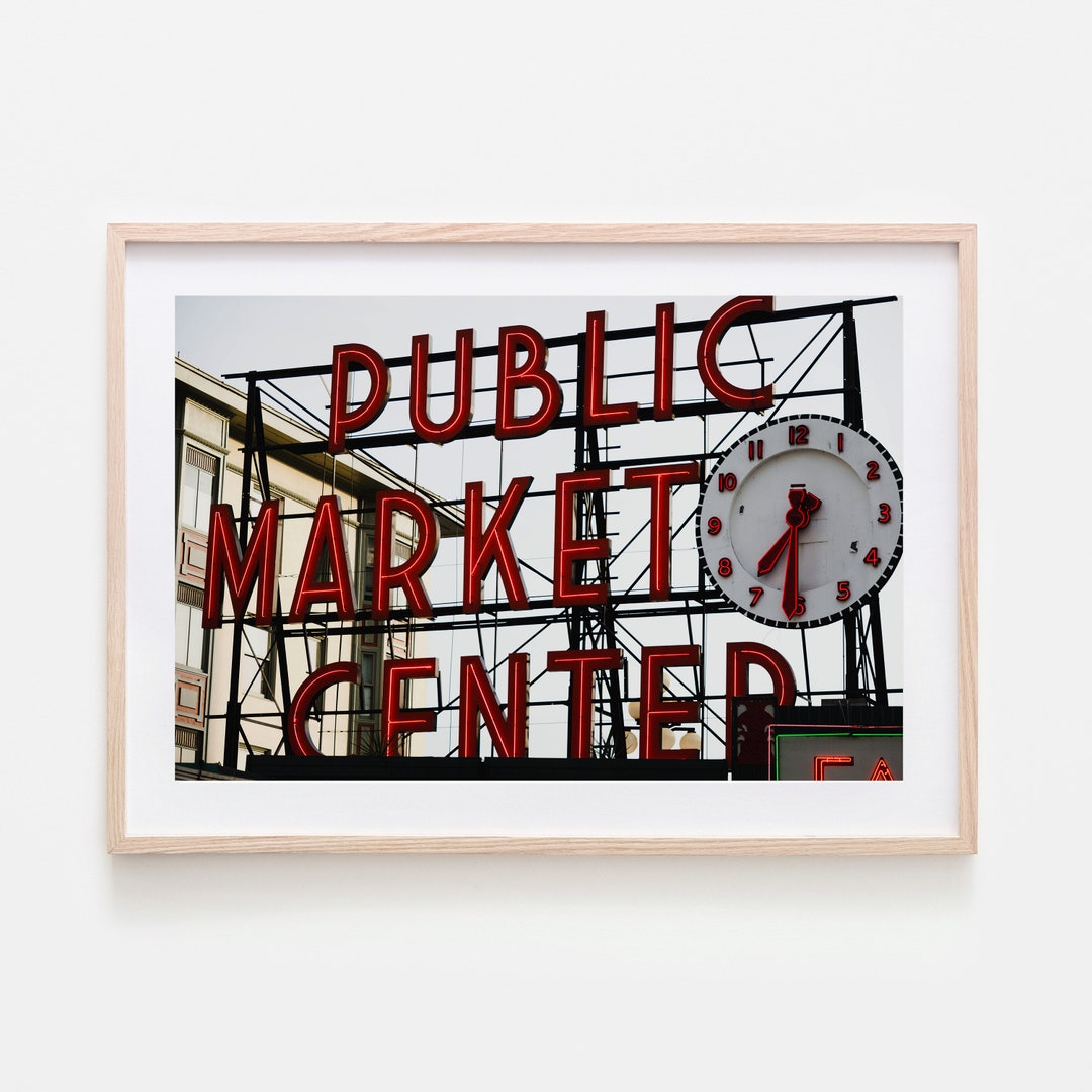 Seattle Public Market Sign Photography Print Art Decor - Etsy