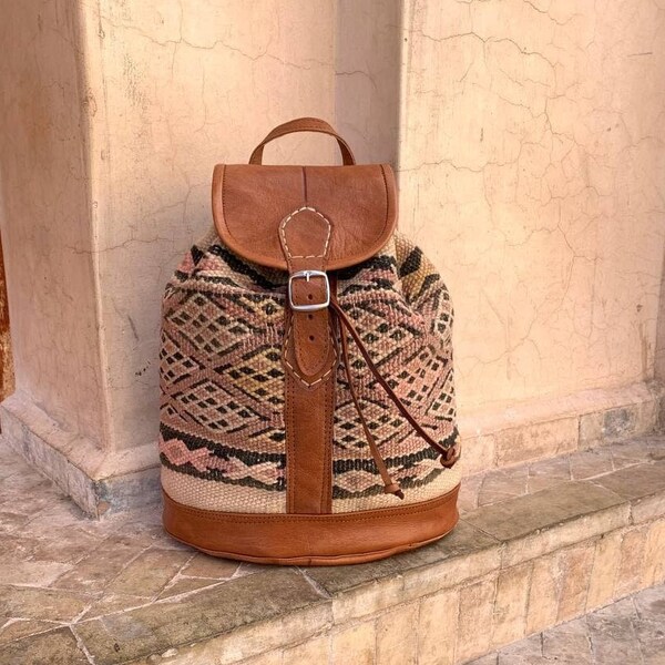 Boho Leather Backpack - Etsy