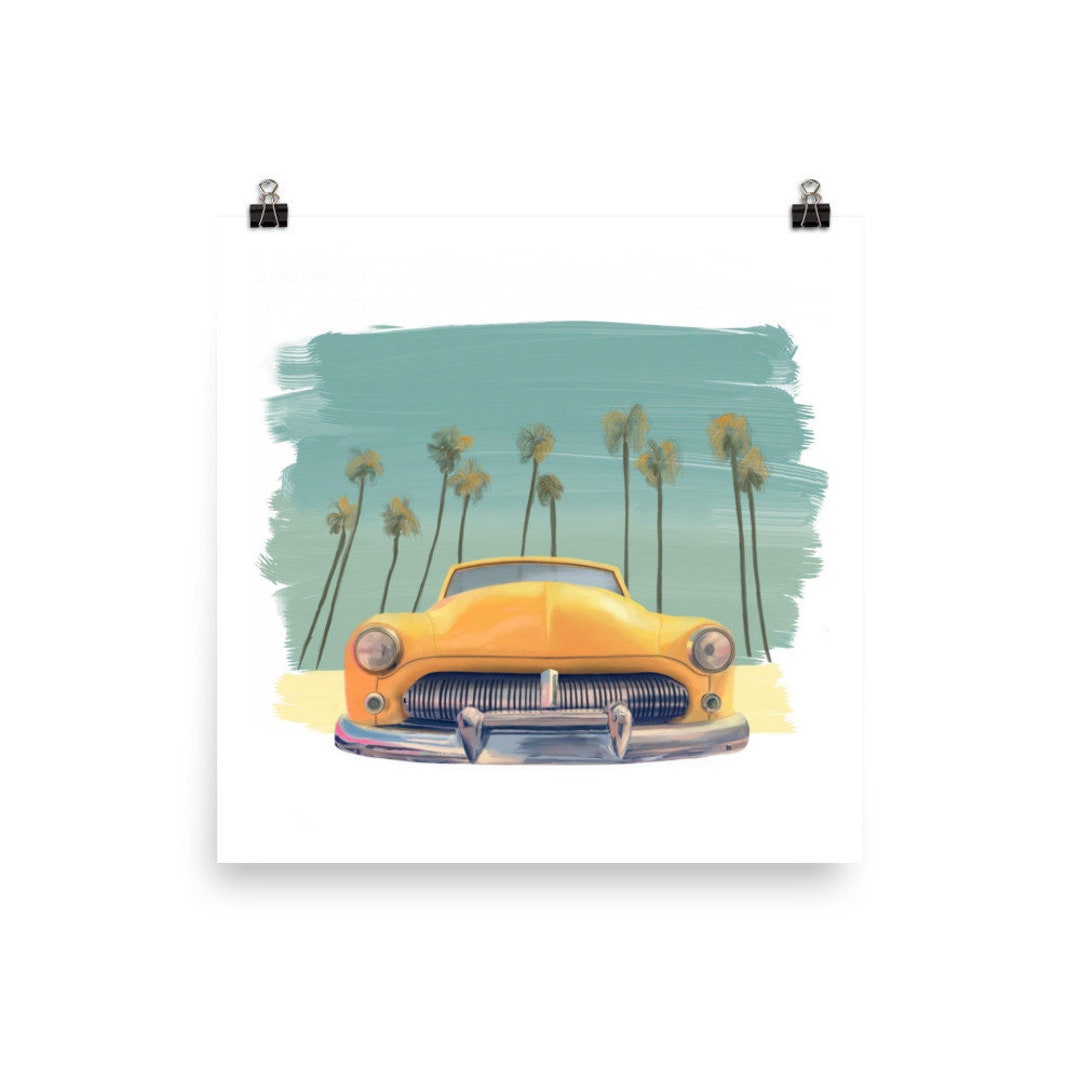 Car on the Beach - Art Print - Sizes 10x10, 12x12, 14x14, 16x16 - Etsy