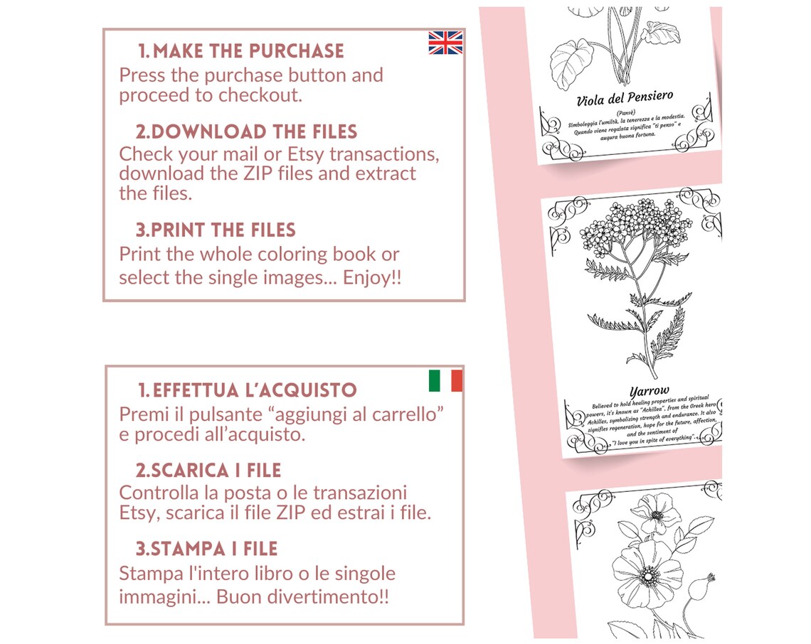 Language of Flowers and Plants 30 Printable Coloring Pages, Plants and ...