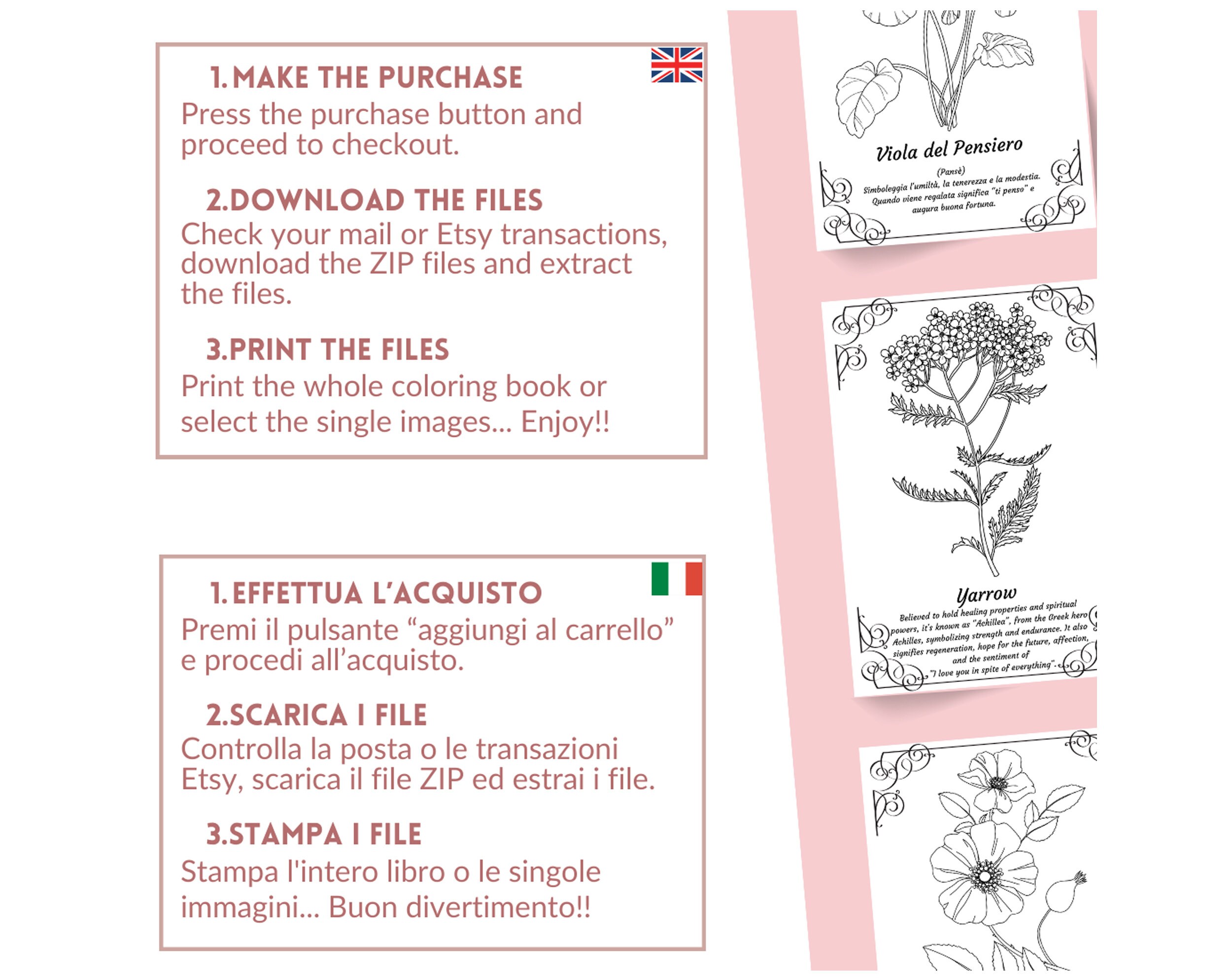 Language of Flowers and Plants 30 Printable Coloring Pages, Plants and ...