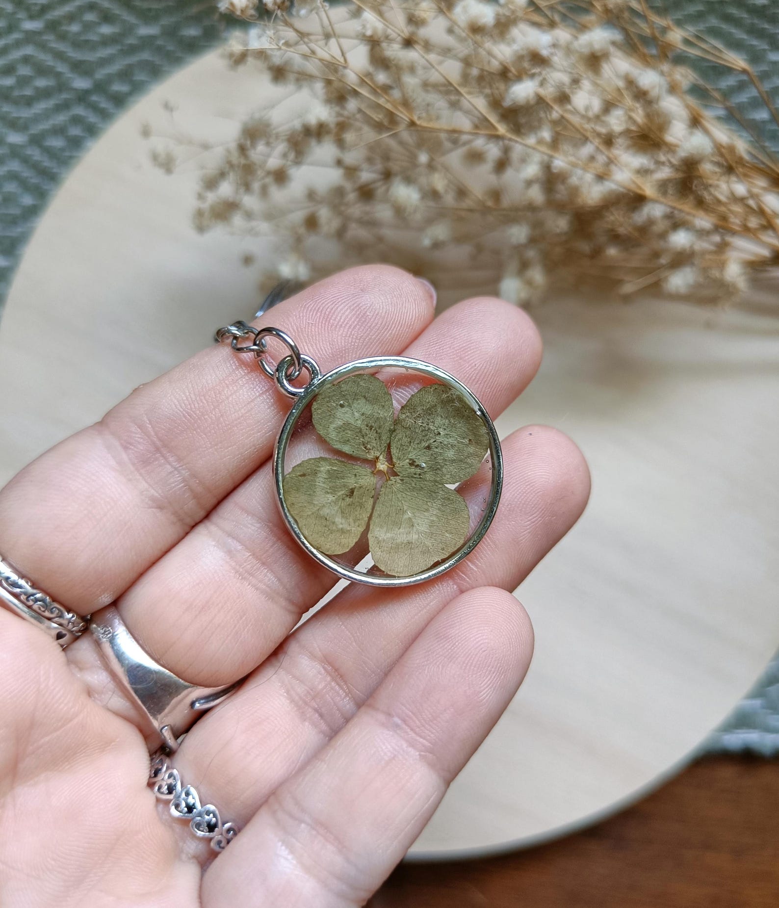 Keychain With Real Four-leaf Clover in Resin, Lucky Home and Car ...