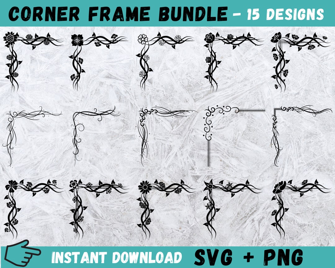 Corner Frame SVG, Flower Frame Svg, Corner Frame Cricut, Floral Corner ...