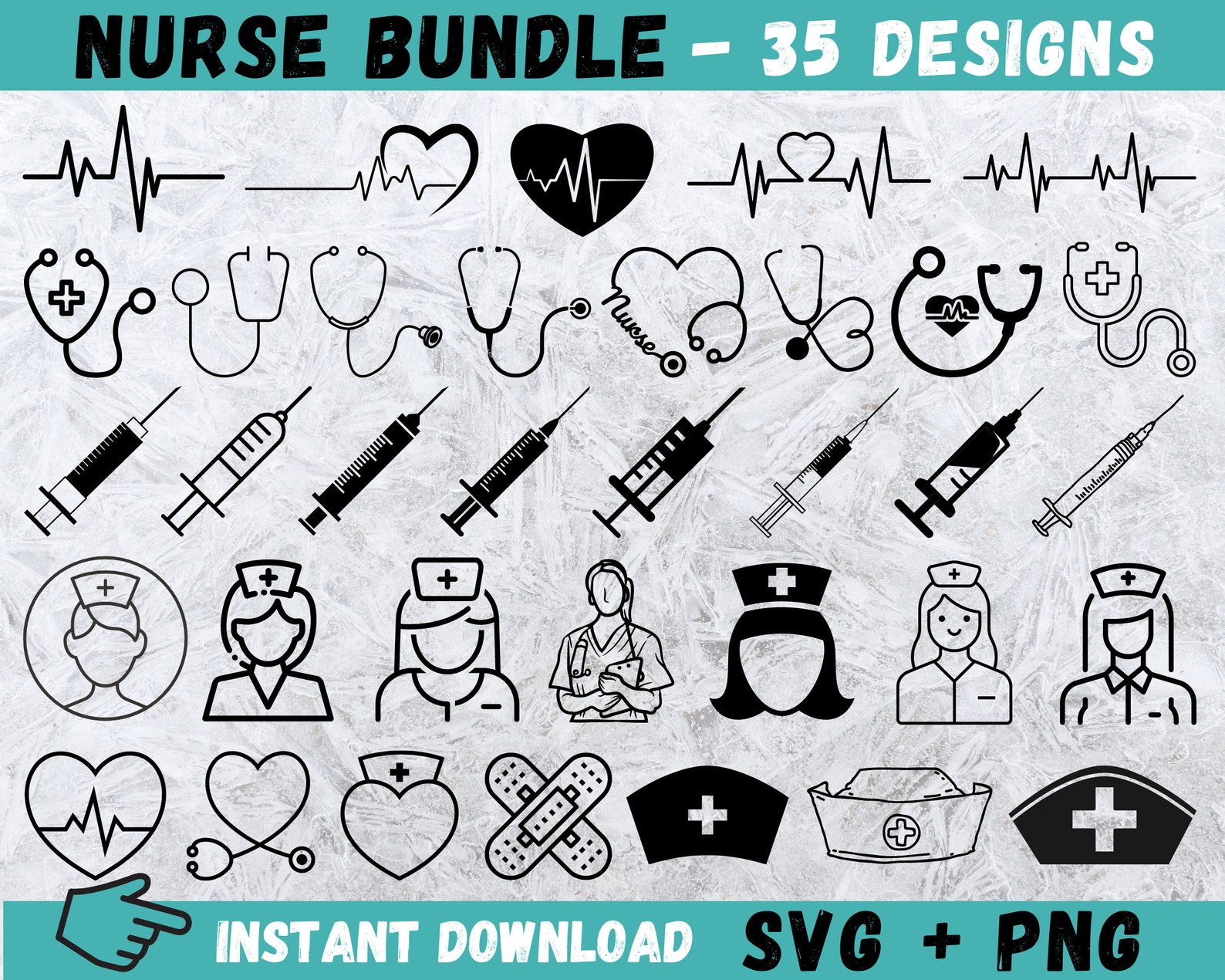 Nurse Svg Bundle, Pulse Svg, Stethoscope Svg, Stethoscope Clipart ...