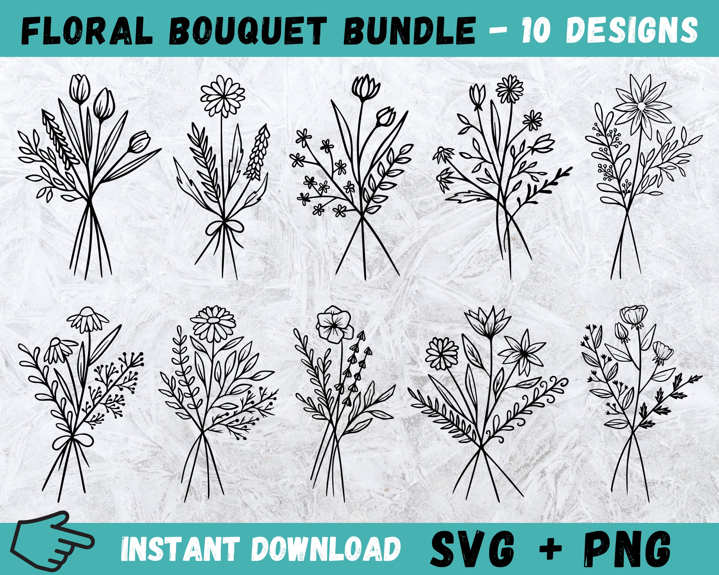Floral Bouquet Svg Flower SVG Flowers Svg Flower Bouquet - Etsy
