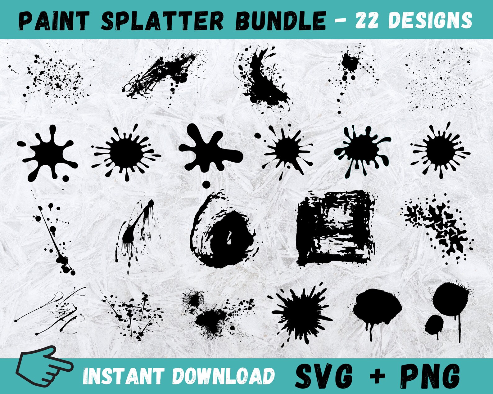 Paint Splatter SVG Bundle: 22 Hand-drawn Designs (SVG, PNG) - Etsy
