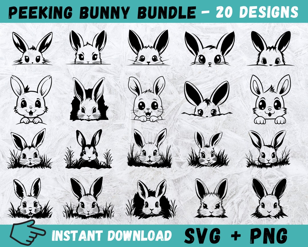 Peeking Bunny SVG, Bunny Head Cricut, Cute Bunny Svg, Bunny Silhouette ...