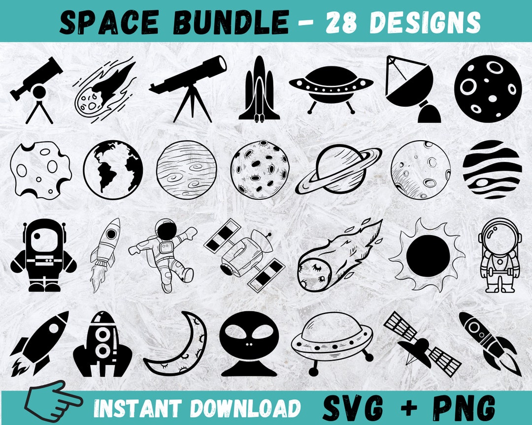 Space Clipart SVG Bundle: Planets, Astronaut, Rocket (digital Download ...