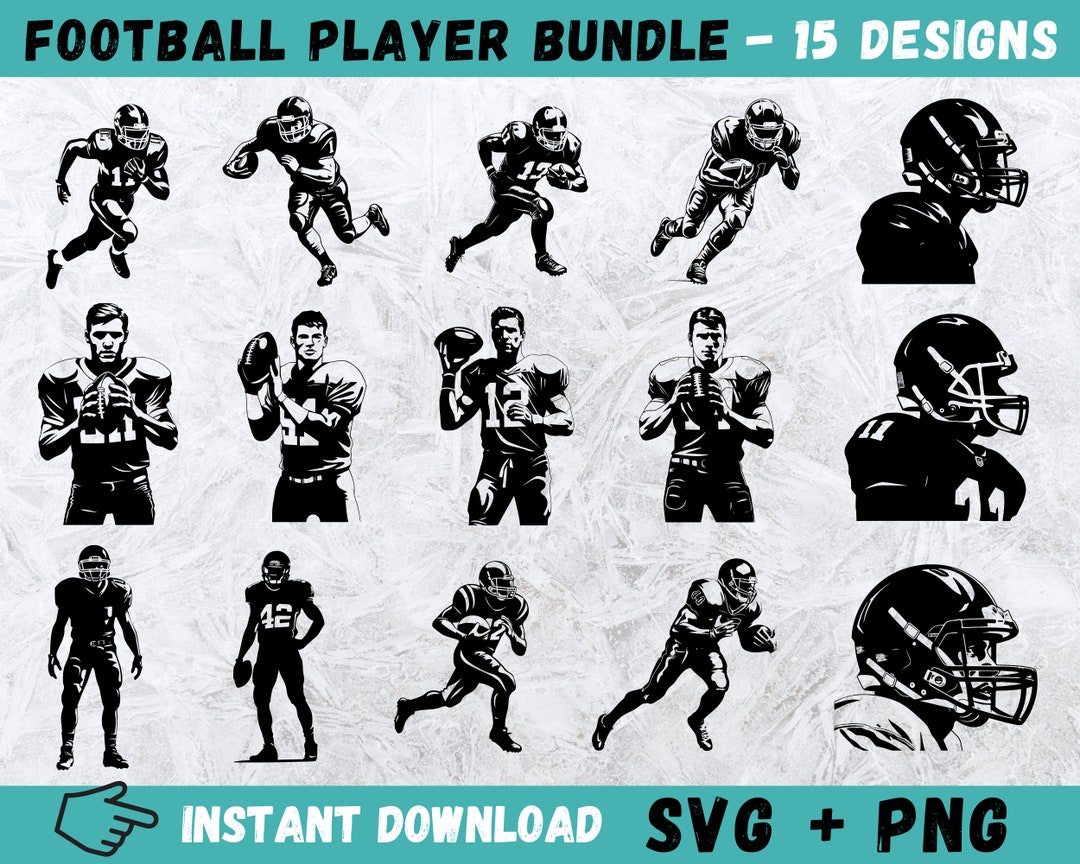 Football Player SVG Bundle: Hand-drawn Clipart (digital Download) - Etsy