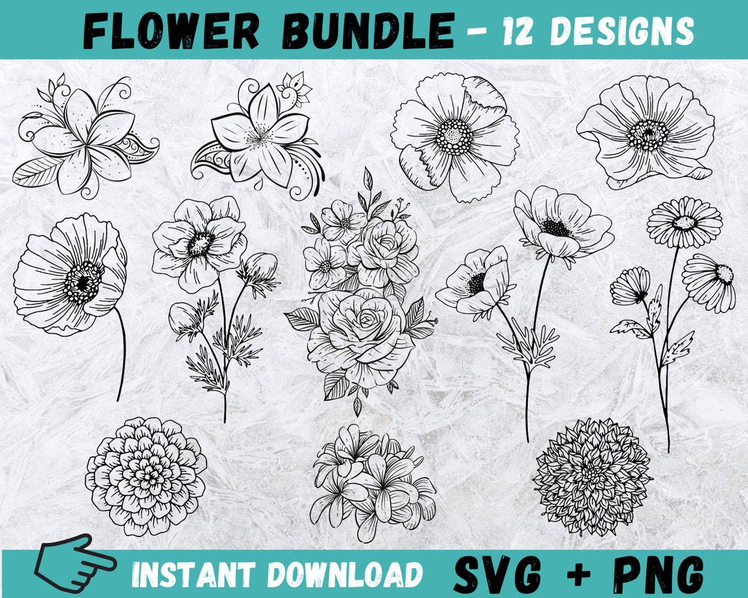 Flowers Svg, Flowers Bundle SVG, Wildflower SVG, Flower Svg, Floral Svg ...
