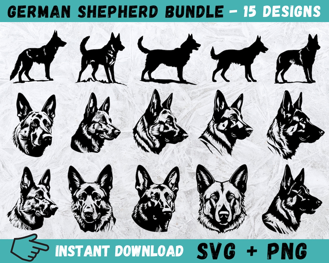 Duitse herder SVG, Duitse herder silhouet, hond SVG, hond vector ...