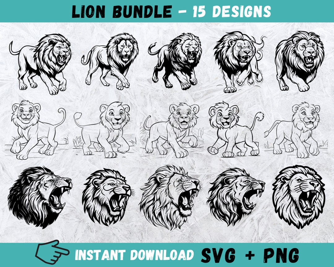 Lion SVG Bundle, Lion Head Cricut, Cute Lion Svg, Baby Lion Svg ...