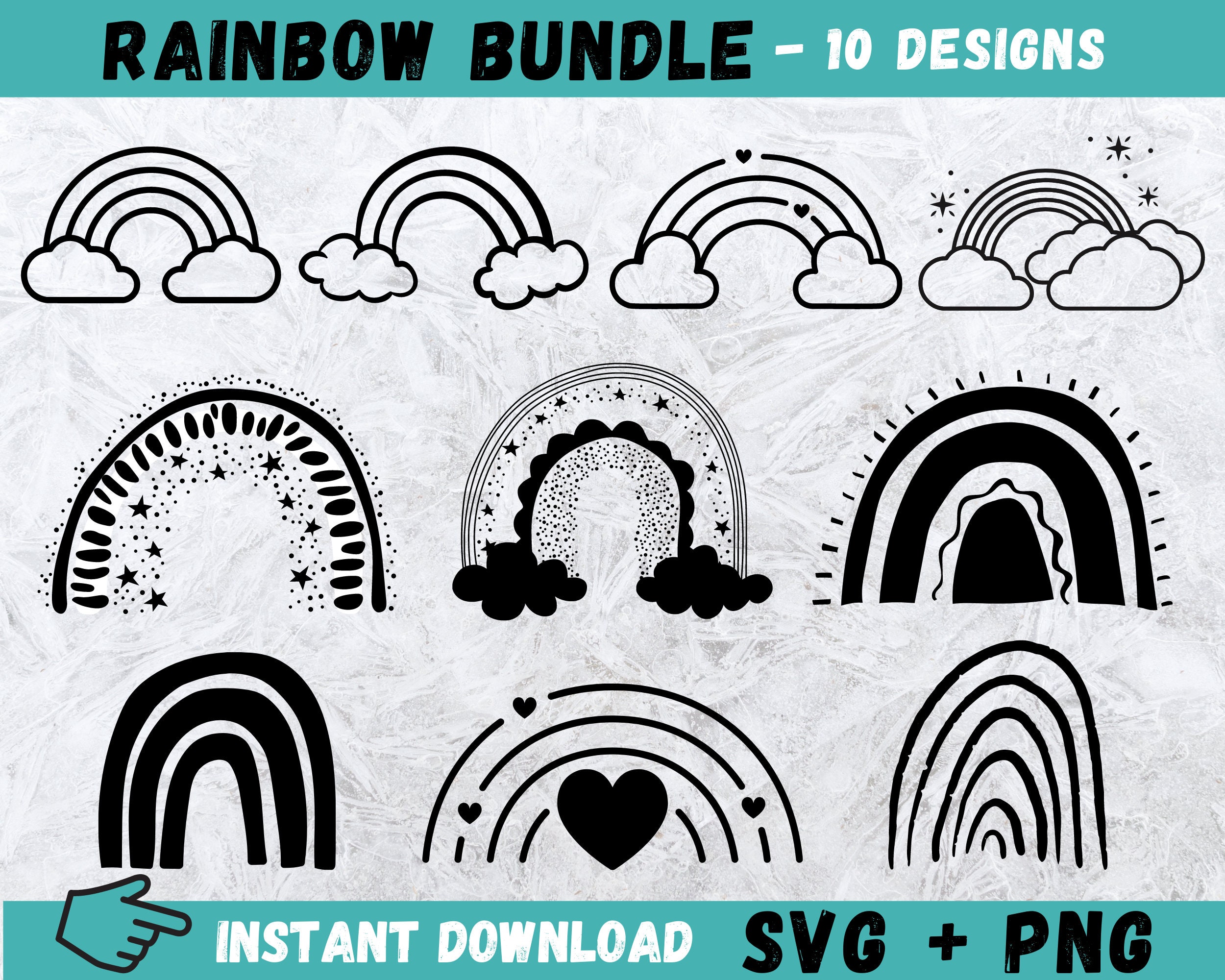 Rainbow SVG Boho Rainbow Svg Hand Drawn Rainbow SVG Pastel | Etsy