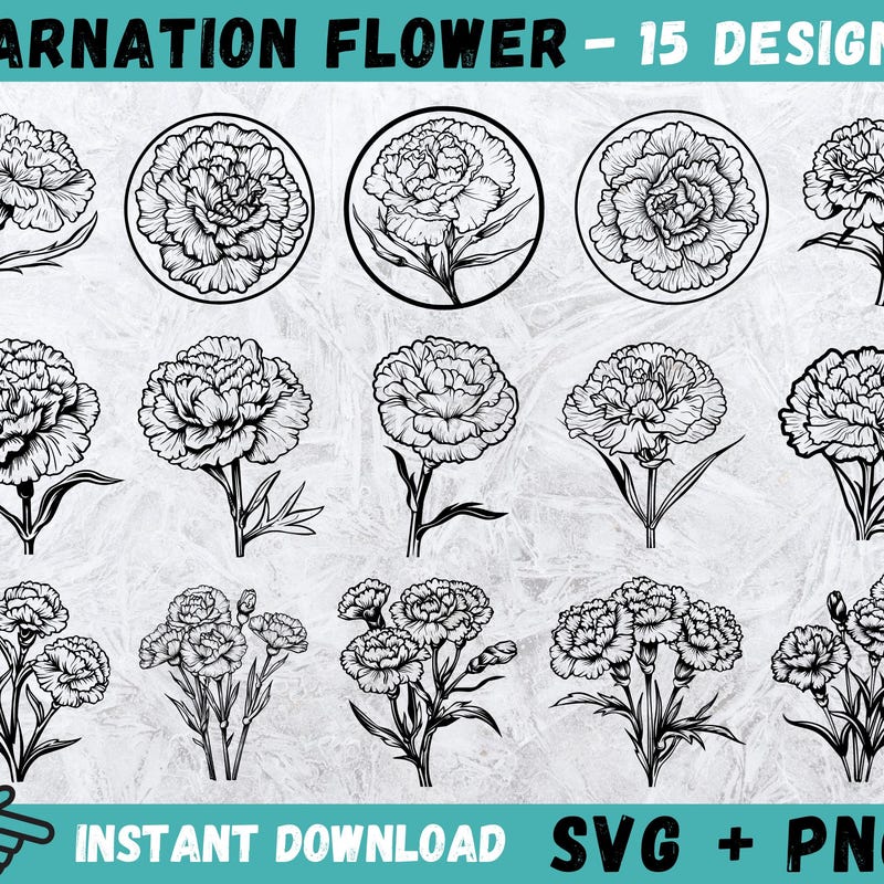 Carnations Line Art - Etsy
