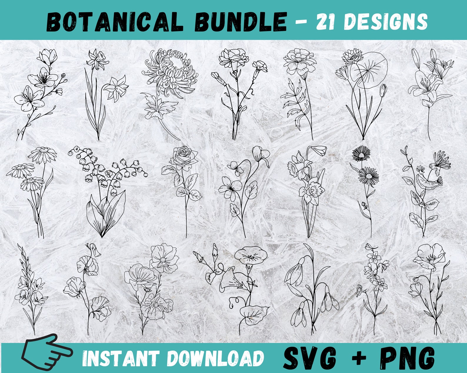 Botanical Svg Bundle Flowers Svg Flowers Silhouette Flower - Etsy