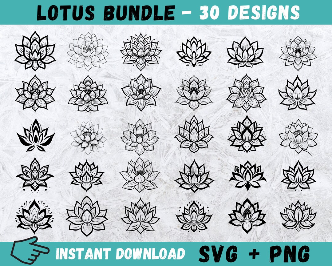 LOTUS SVG, Lotus Svg Bundle, Lotus Flower Cricut, Lotus Clipart, Lotus ...