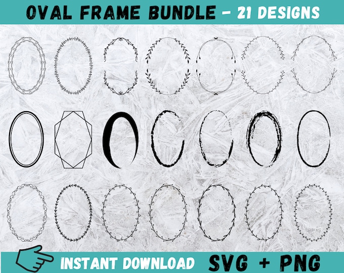 63 Unique Oval Frame Svg Bundle, Decorative Oval Frame Svg, Cricut Oval ...