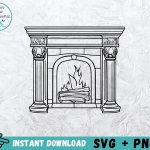 Fireplace SVG, Fire SVG, Cozy Fire Cricut, Fireplace Outline, Files for ...