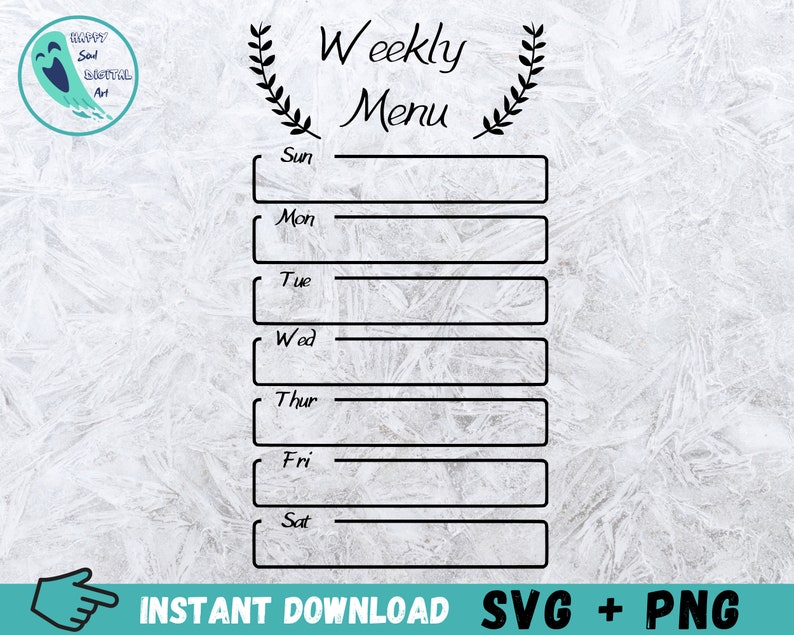 Menu SVG Weekly Menu SVG Weekly Menu Planner SVG Vector Cut - Etsy