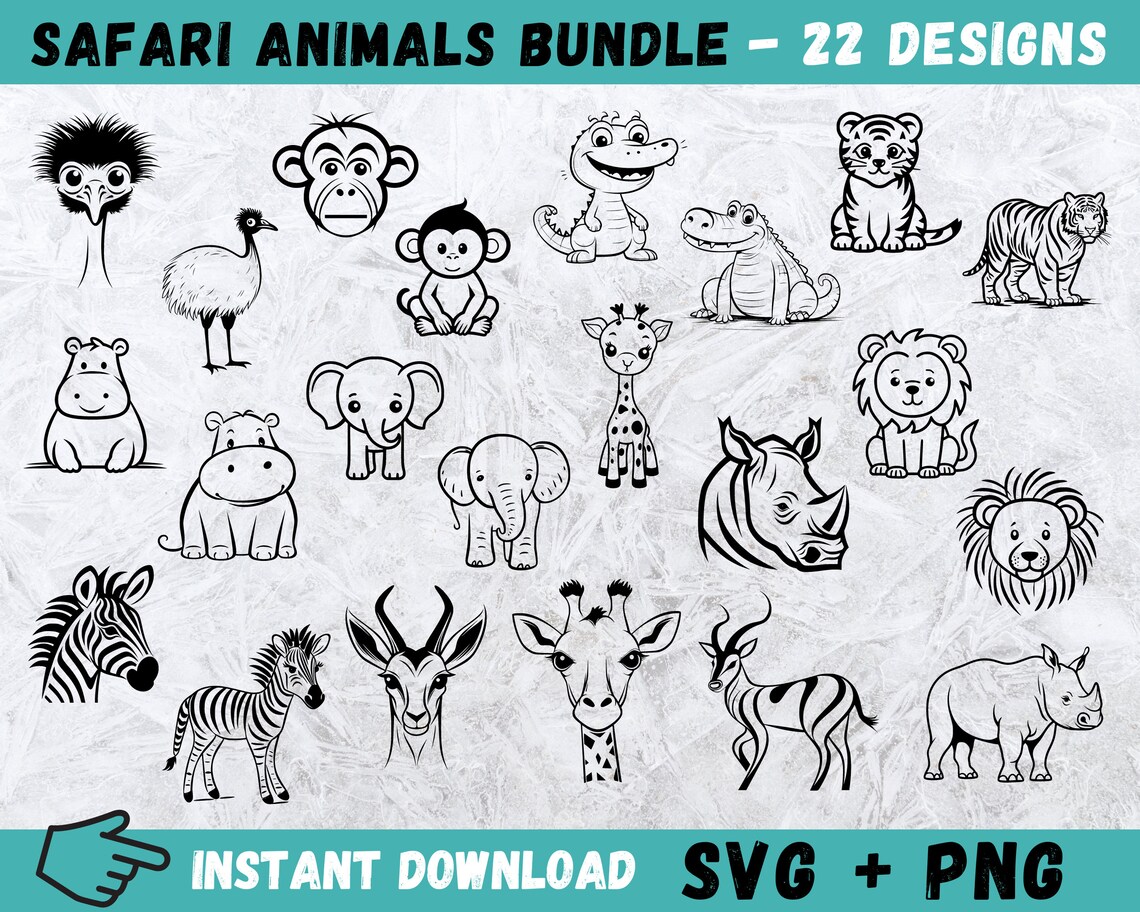 Cute Safari Animals SVG, Cute African Jungle Animal Clipart, Safari ...