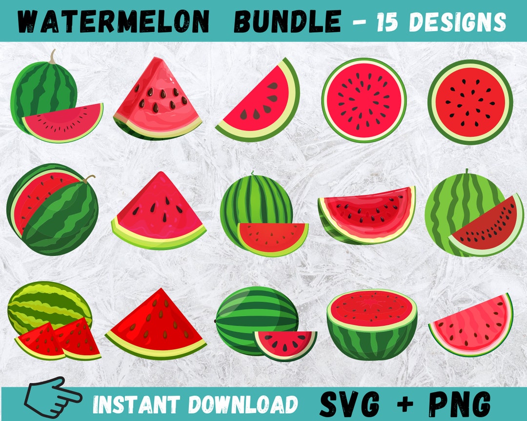 Watermelon SVG Clipart Bundle: Summer Fruit Designs (digital Download ...