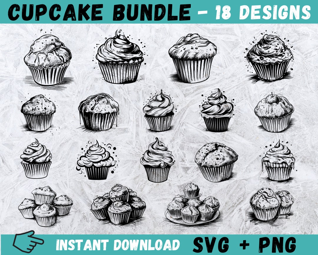 Cupcake SVG, Muffin Cut File, Cupcake Bundle Svg, Cupcake Silhouette ...