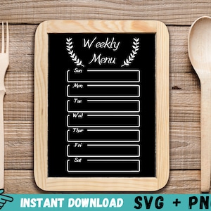 Menu SVG, Weekly Menu SVG, Weekly Menu Planner SVG, Vector Cut File ...