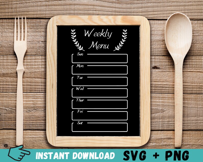 Menu SVG Weekly Menu SVG Weekly Menu Planner SVG Vector Cut - Etsy