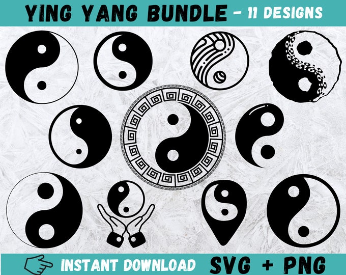 Ying Yang Svg, Wings Cut File, Ying Yang Cricut, Wings Silhouette, Ying ...