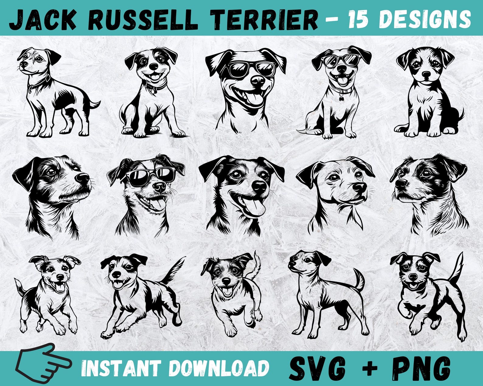 Hand Drawn Jack Russell Terrier SVG Clipart Bundle (15 Designs) - Etsy