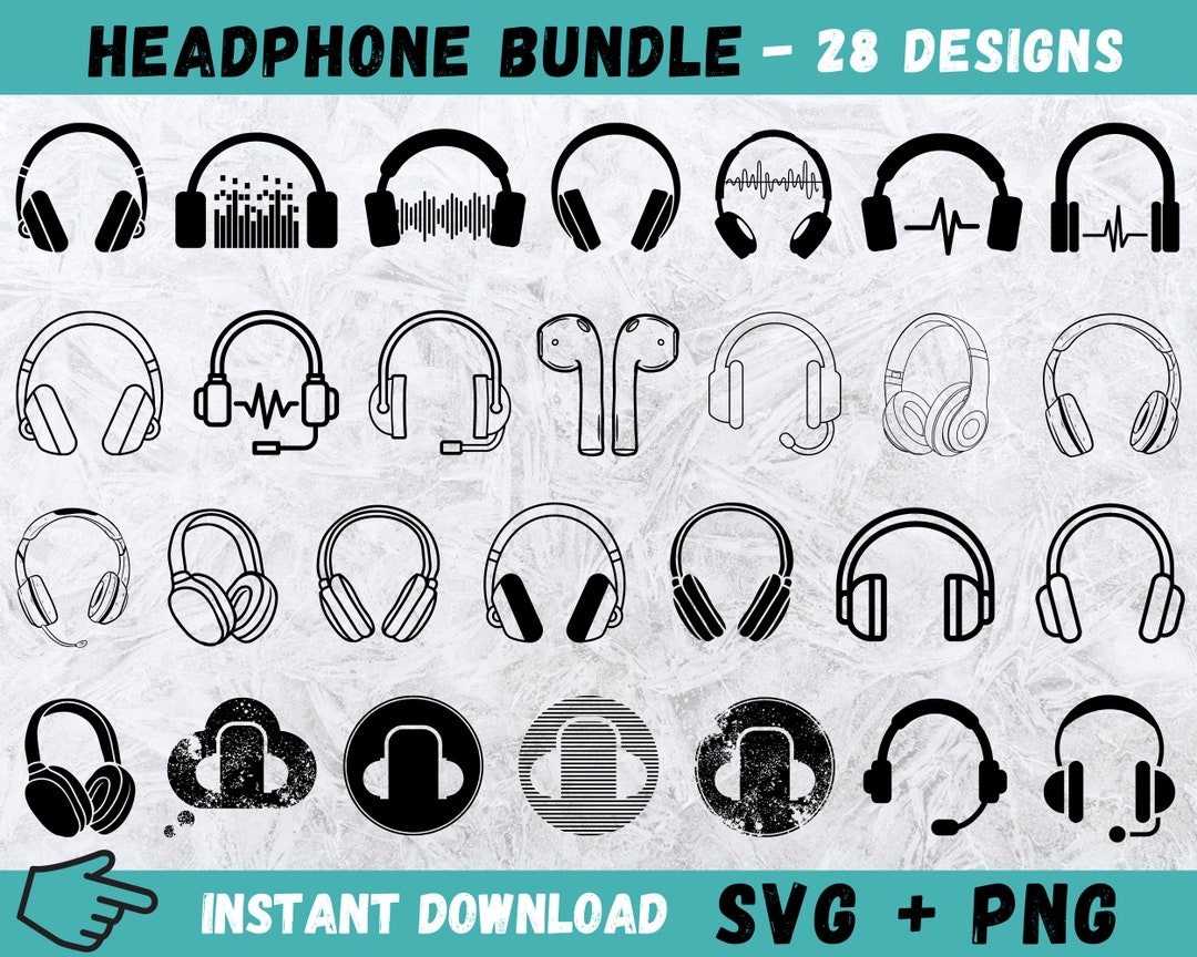 Headphone SVG Bundle: 28 Designs, Music Clipart (digital Download) - Etsy