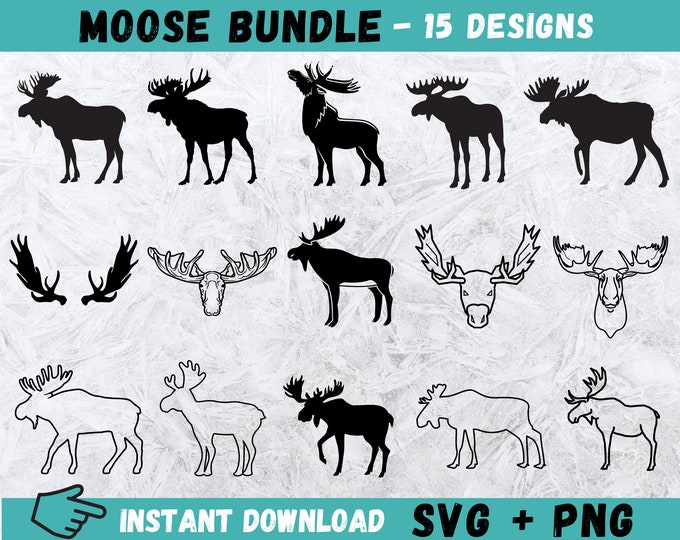 Moose Scene Svg, Moose Horns Svg, Moose Svg, Cricut File, Moose Antler ...