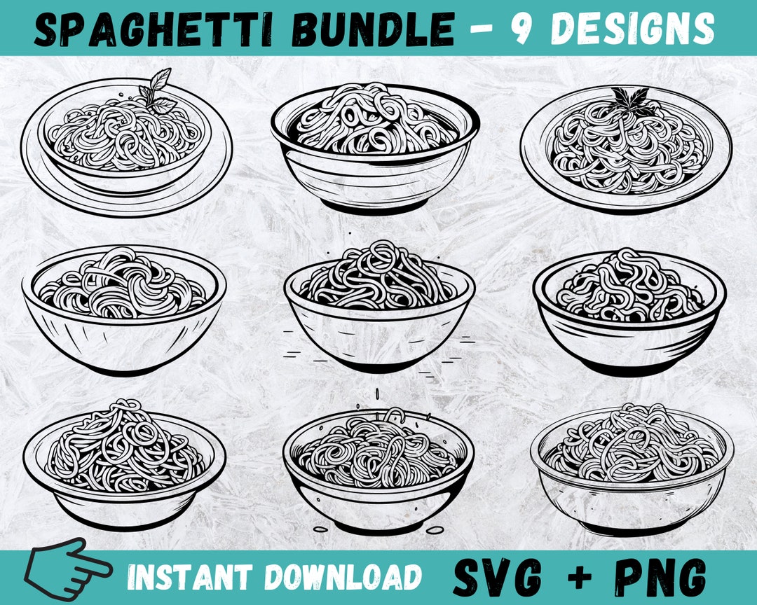 Spaghetti SVG Bundle, Spaghetti SVG, Pasta Png, Spaghetti Bowl Svg ...