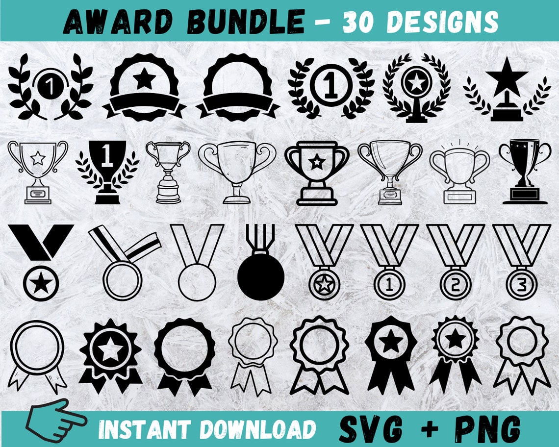 Award SVG Bundle: Trophy, Medal, Ribbon Designs (digital Download) - Etsy