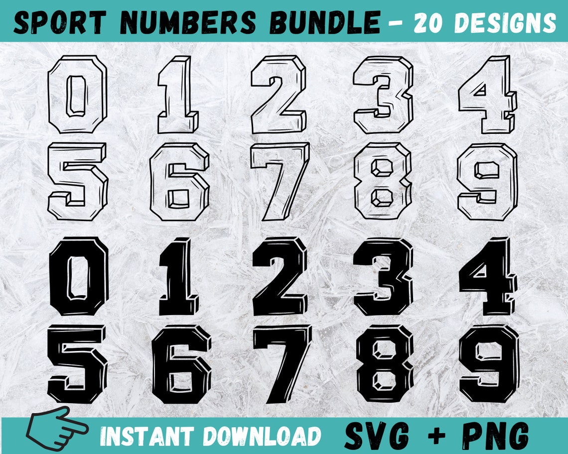Sport Numbers SVG Sport Numbers Cricut College Font Svg - Etsy