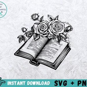 Floral Book SVG, Books With Flowers Svg, Book Cricut, Flowers Book ...