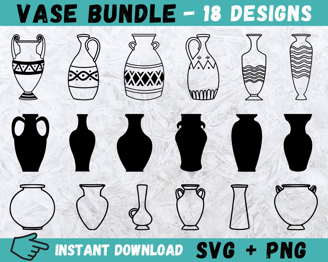 Vase SVG, Jar SVG, Flowers Decor, Vase Outline, Files for Cricut, Vase ...