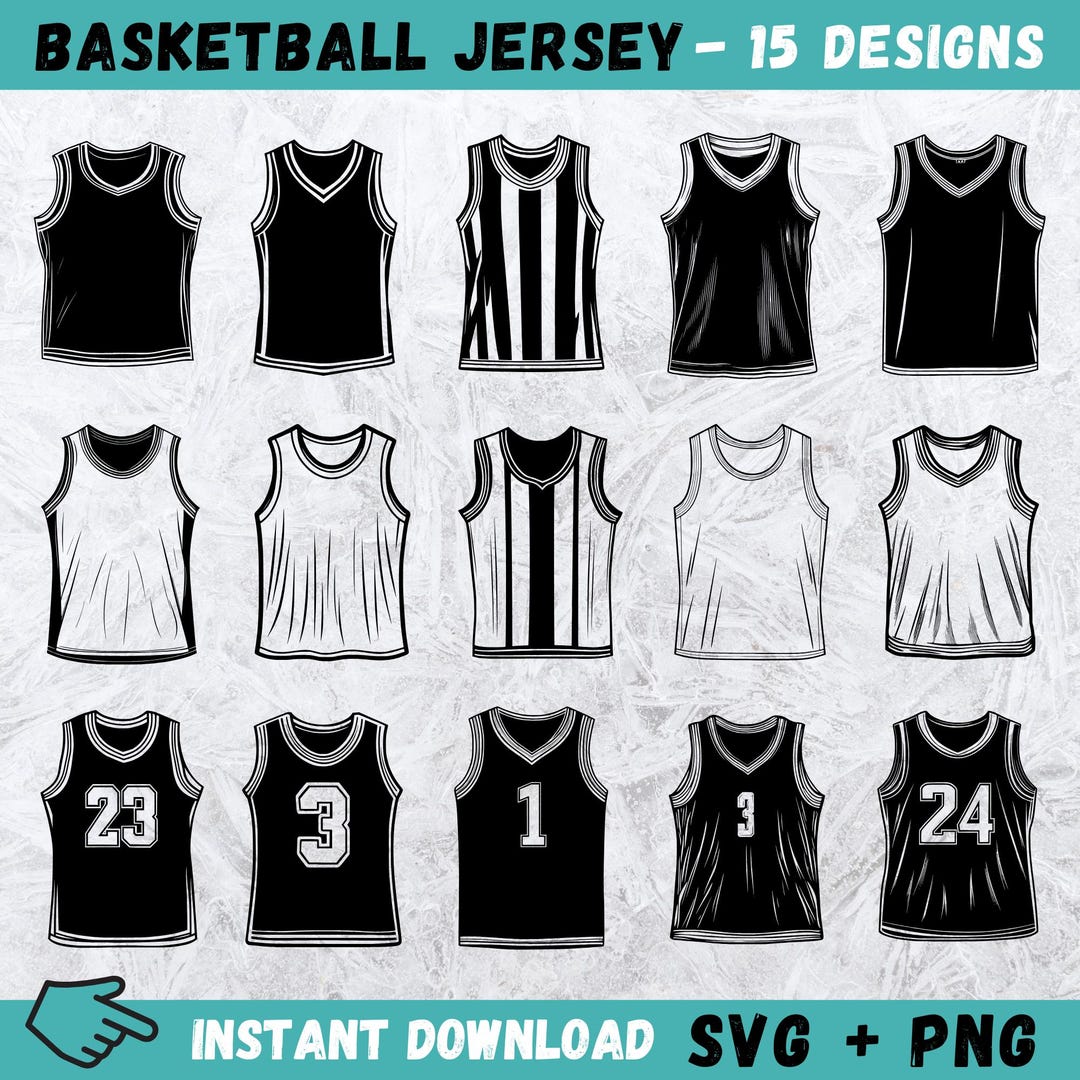 Basketball Jersey SVG Clipart: 15 Vector Cut Files (instant Download ...