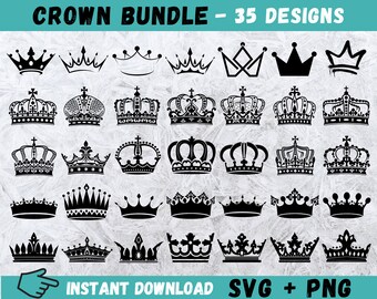 Crown SVG Bundle: Queen, Princess, Royal Designs (digital Download) - Etsy